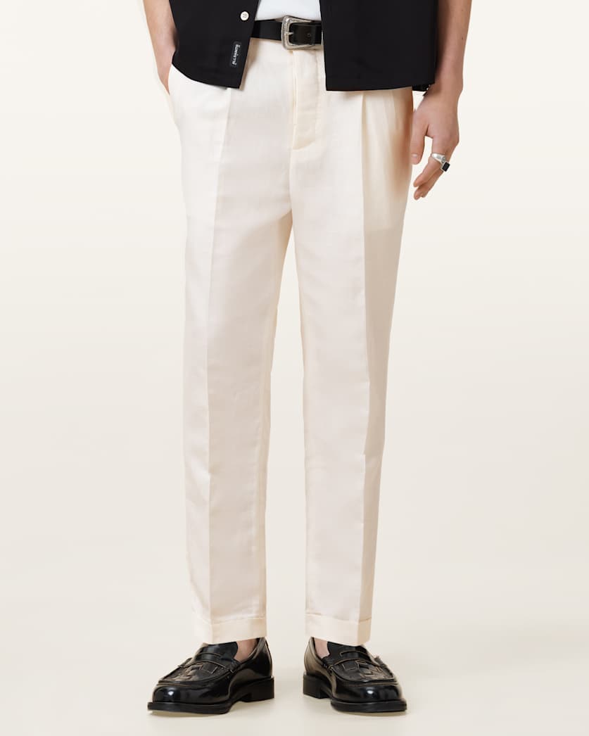 Cross Tallis Linen Blend Slim Pants WHEATGRASS TAUPE | ALLSAINTS US